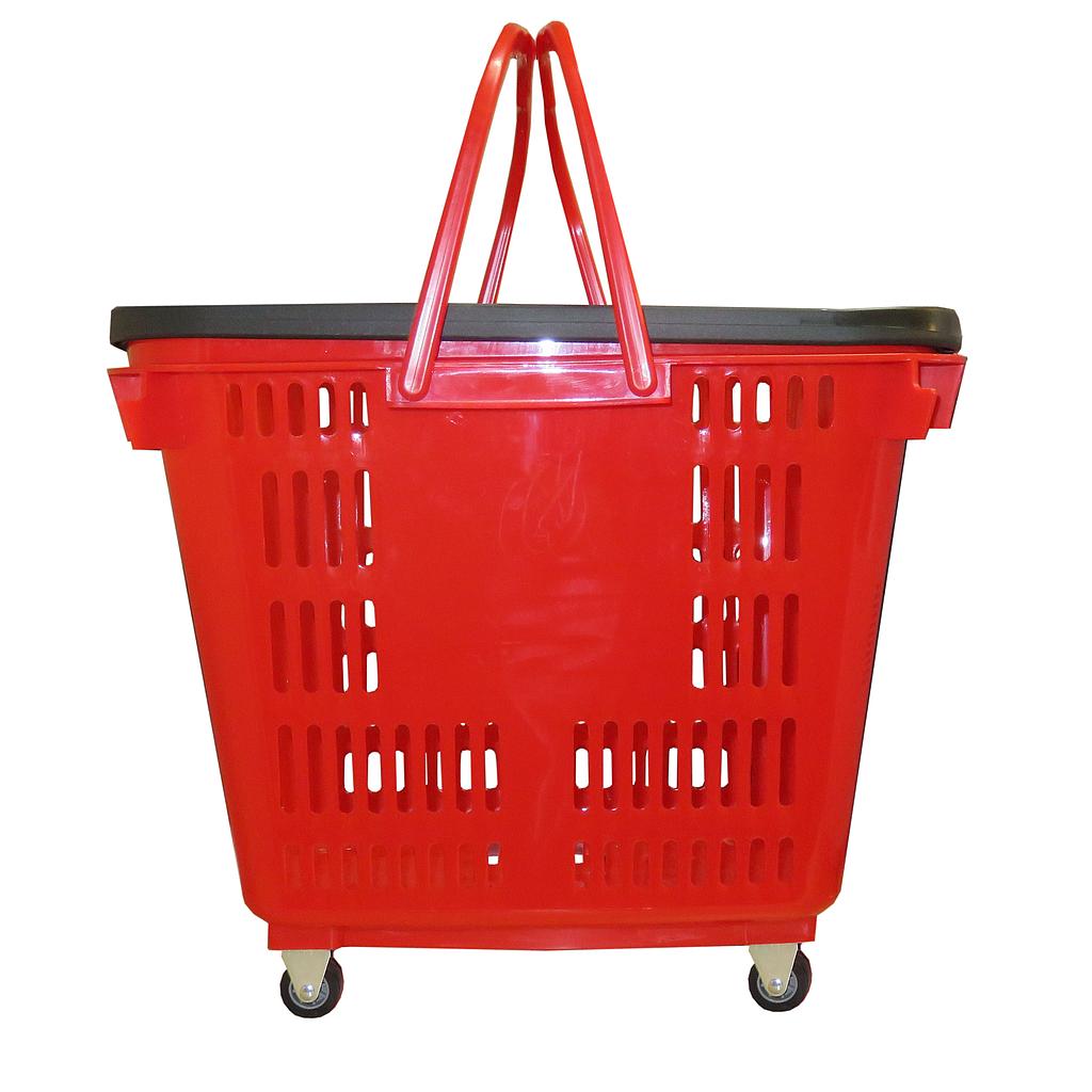 Red Four Wheel Plastic Rolling Baskets 36L – MrHandtruck